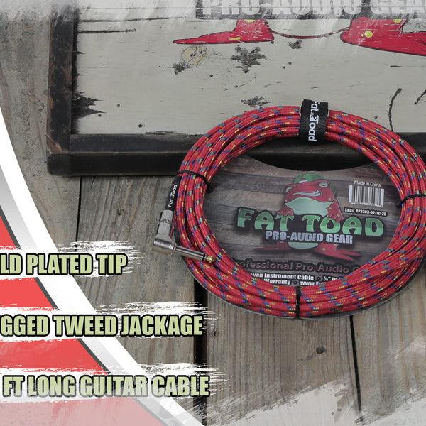 Tweed Cloth Guitar Cables | Right Angle Instrument Cords 20 FT ...