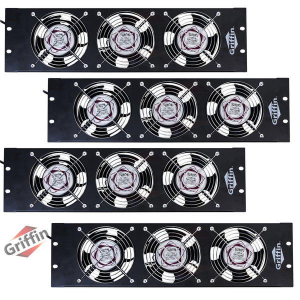 4 PACK Rackmount Exhaust Fan – GRIFFIN 3U Ultra-Quiet Triple Fans ...