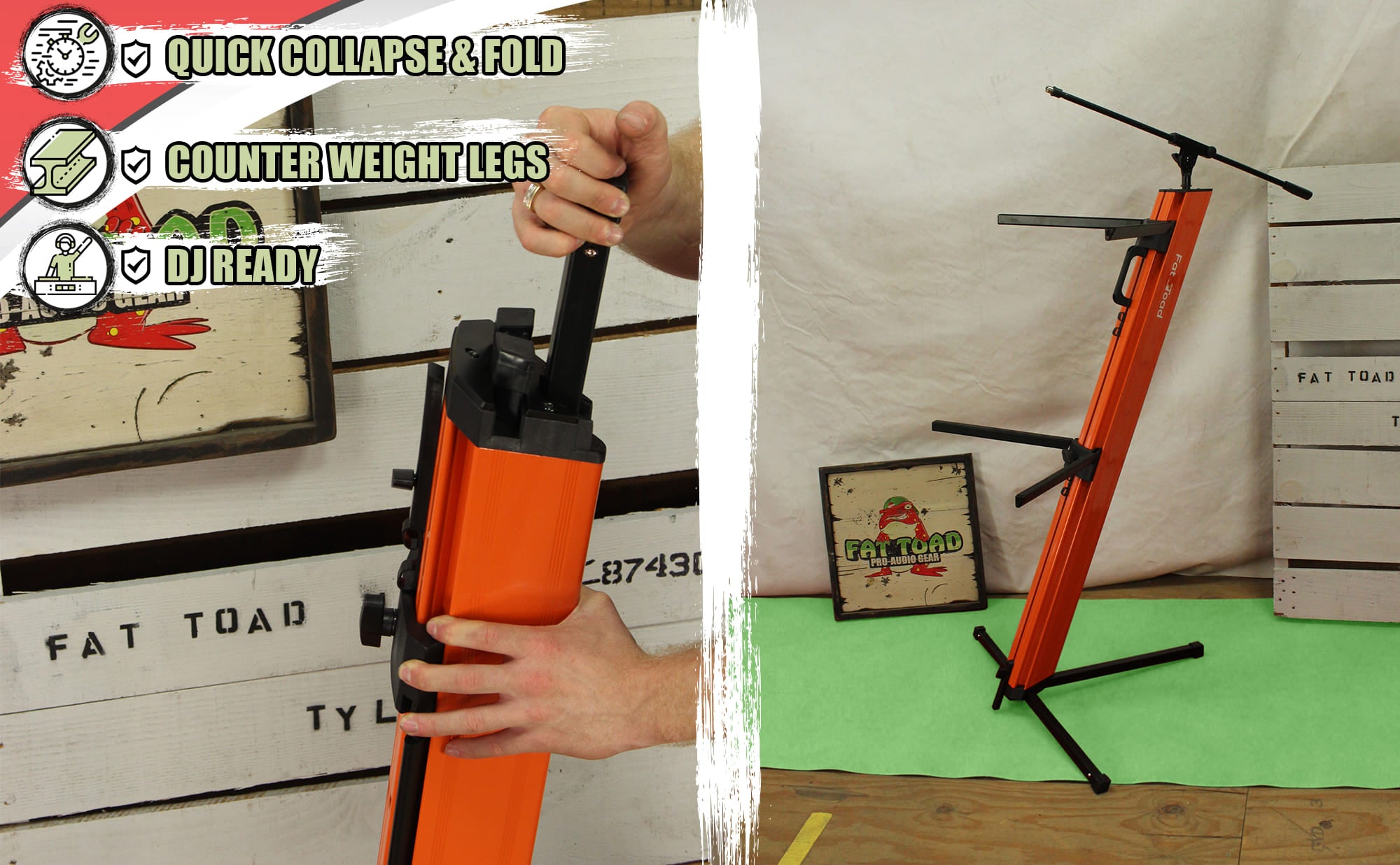 FAT TOAD 2-Tier Column Keyboard Stand with Mic Boom Arm - GeekStands.com