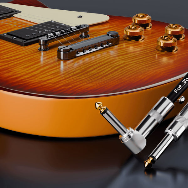 Tweed Cloth Guitar Cables | Right Angle Instrument Cords 20 FT ...