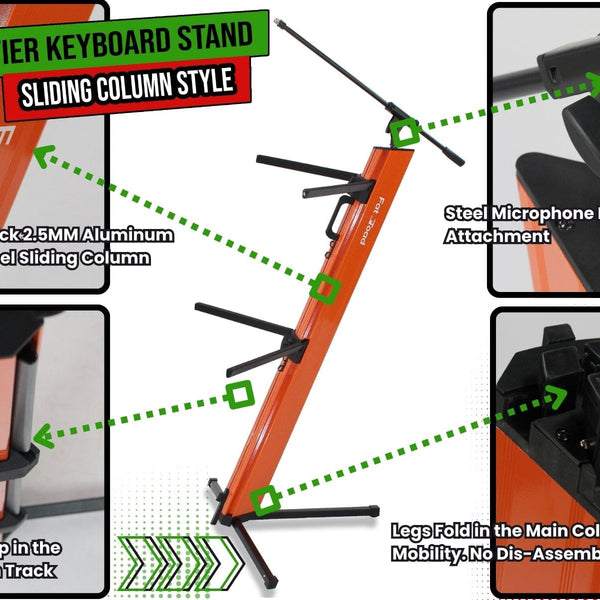 FAT TOAD 2-Tier Column Keyboard Stand with Mic Boom Arm - GeekStands.com