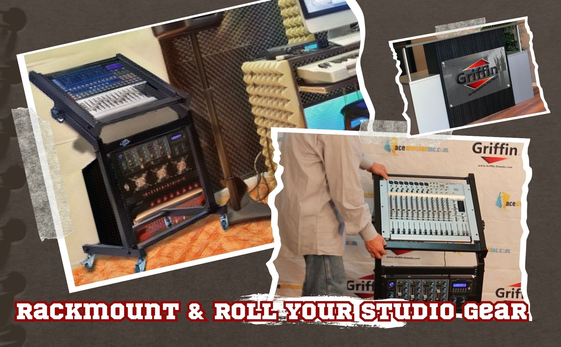 Studio Rack Mount Stand, Rolling Rackmount Mixer Case on Wheels ...