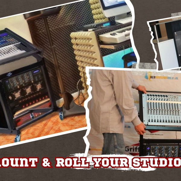Studio Rack Mount Stand, Rolling Rackmount Mixer Case on Wheels ...