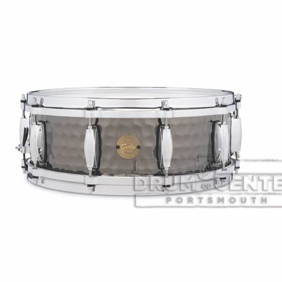 Gretsch Full Range Hammered Black Steel Snare Drum 14x5 - GeekStands.com