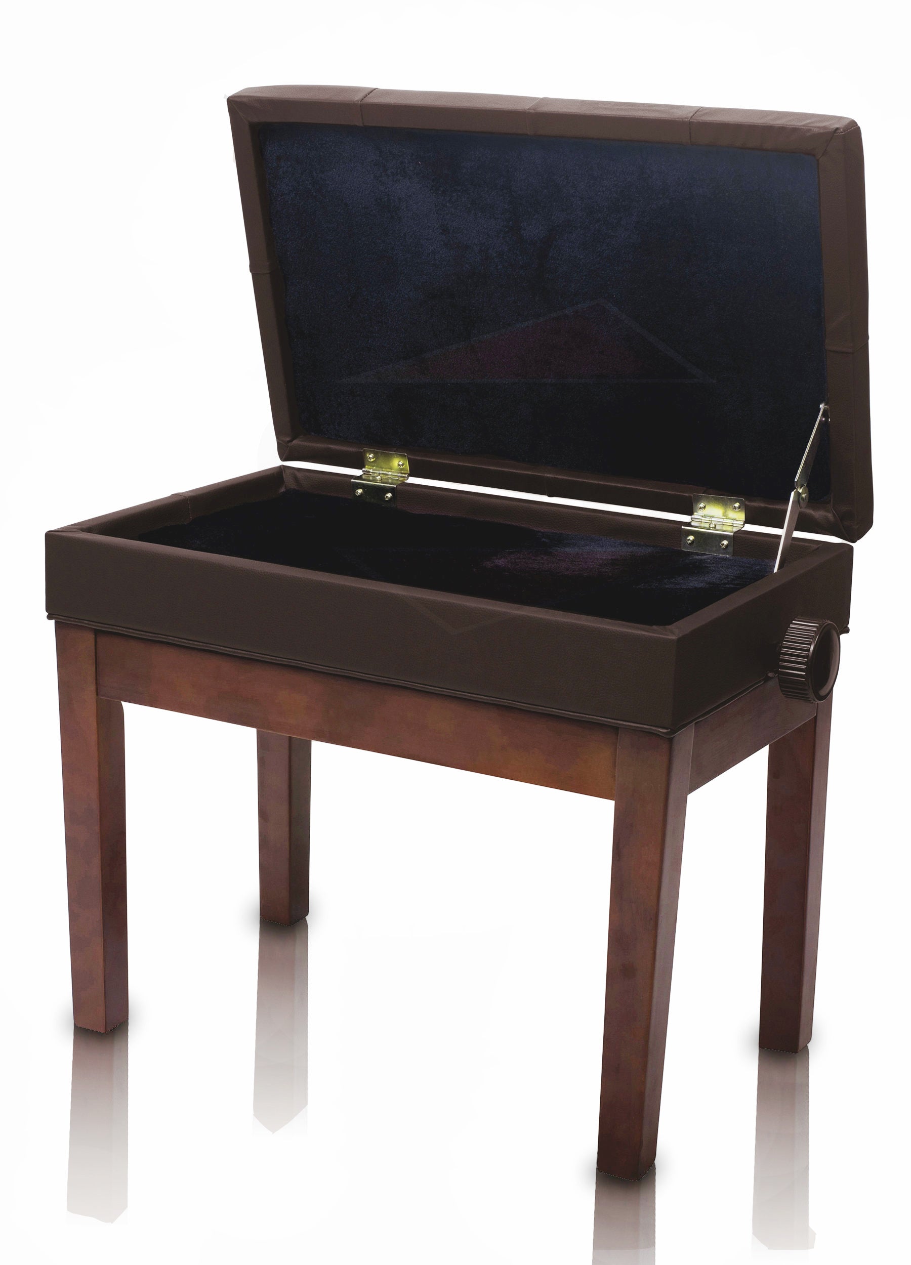 Leather Piano Bench with Storage, Brown Adjustable Keyboard Seat ...