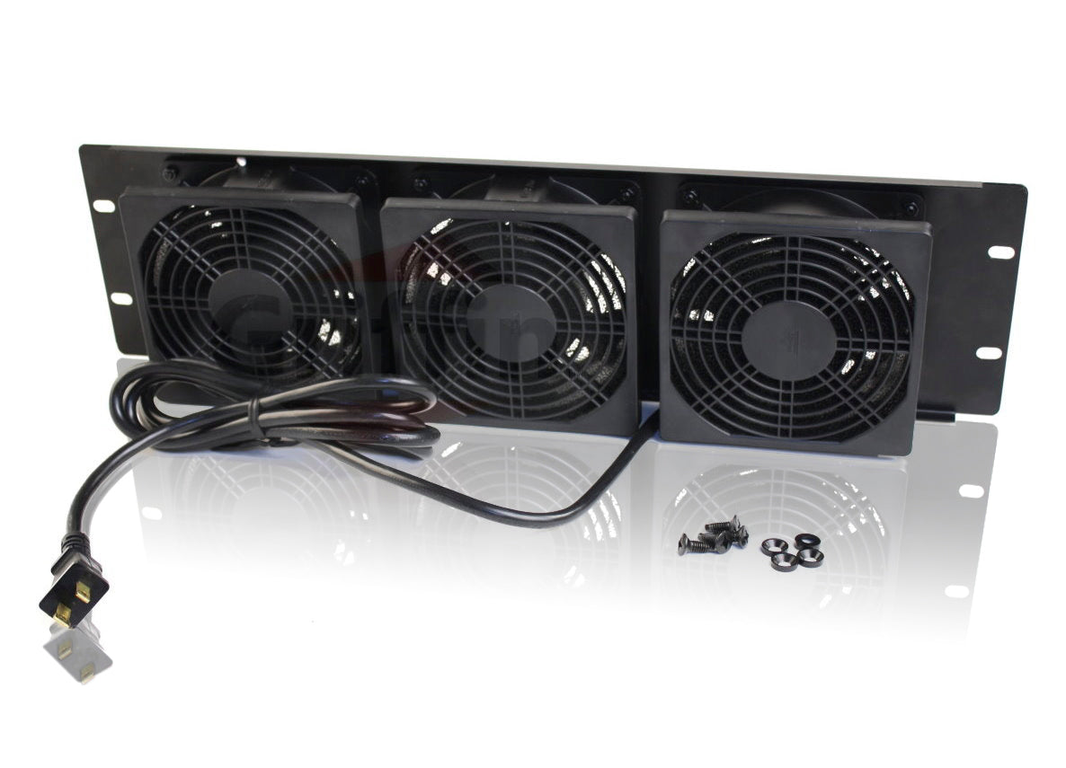 Rackmount Triple Cooling Fans | Rack Panel 3U for Studio - GeekStands.com