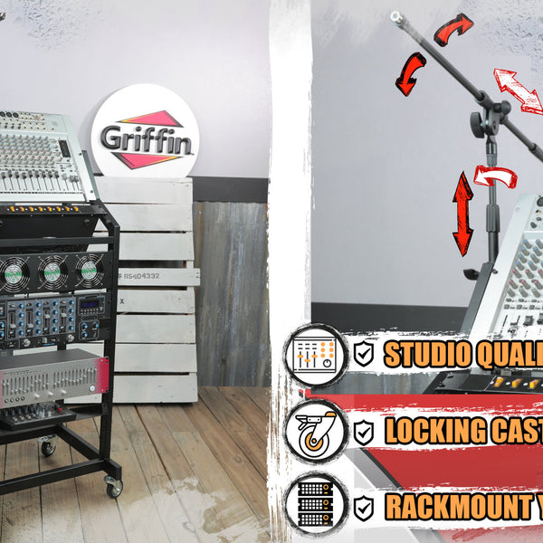 Studio Rack Mount Cart | Rolling Rackmount Mixer Stand on Wheels ...