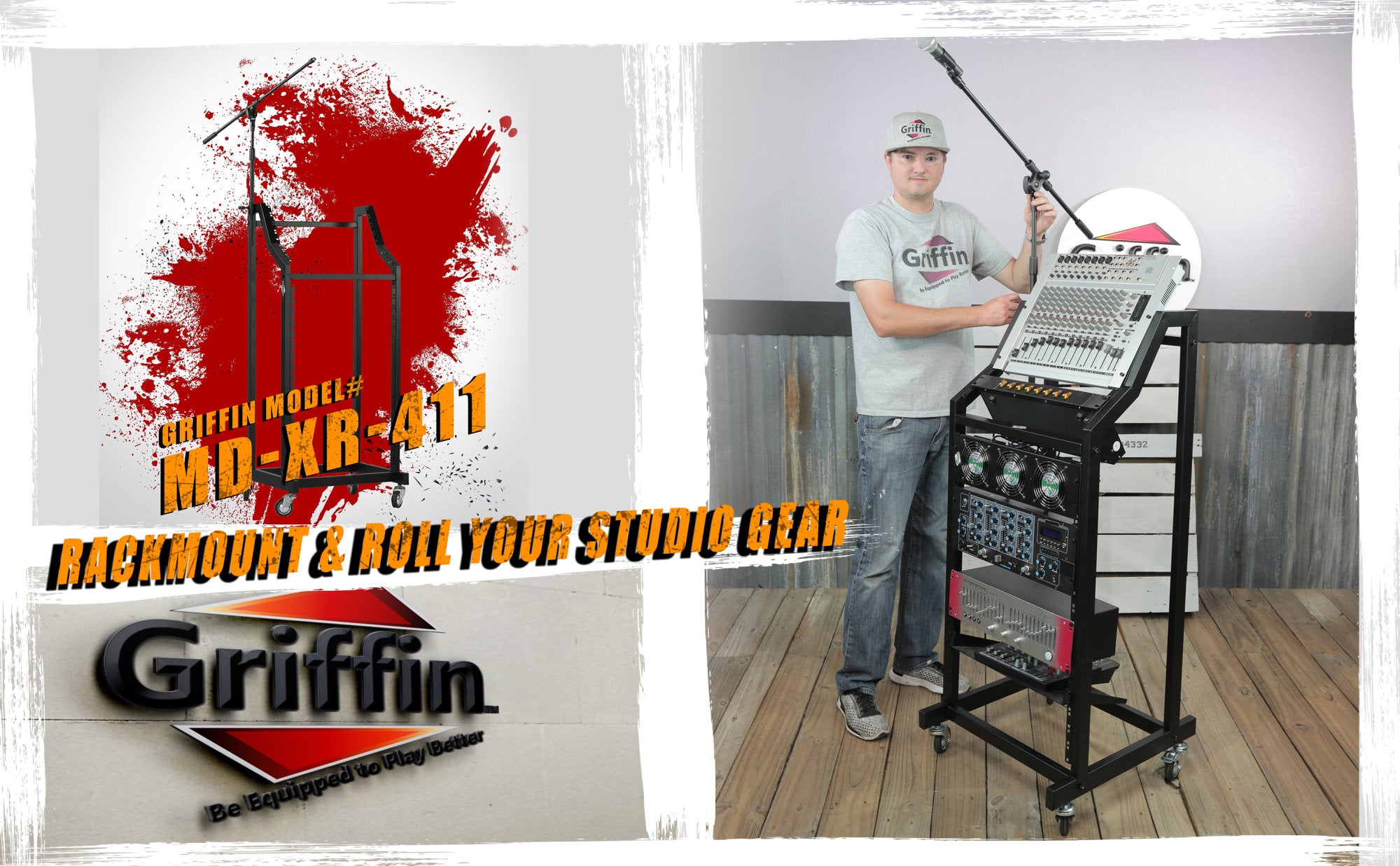 Studio Rack Mount Cart | Rolling Rackmount Mixer Stand on Wheels ...