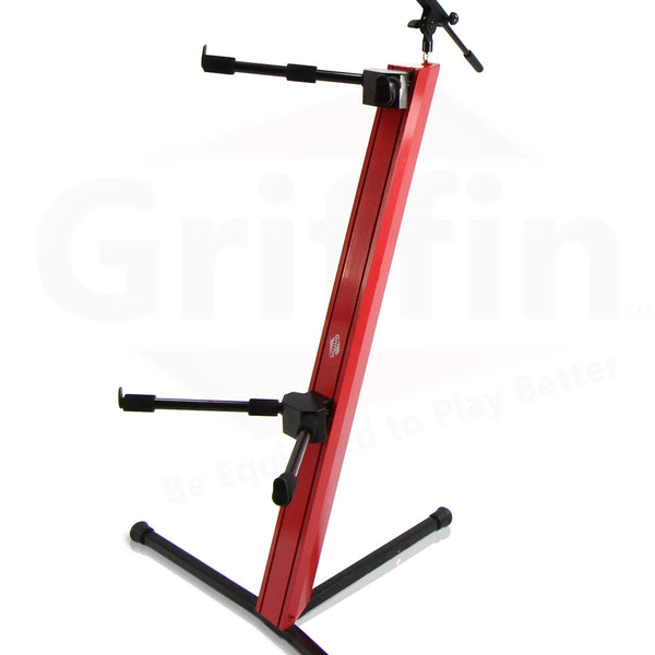 Column Keyboard Stand | Red 2-Tier DJ Keyboard Stand - GeekStands.com